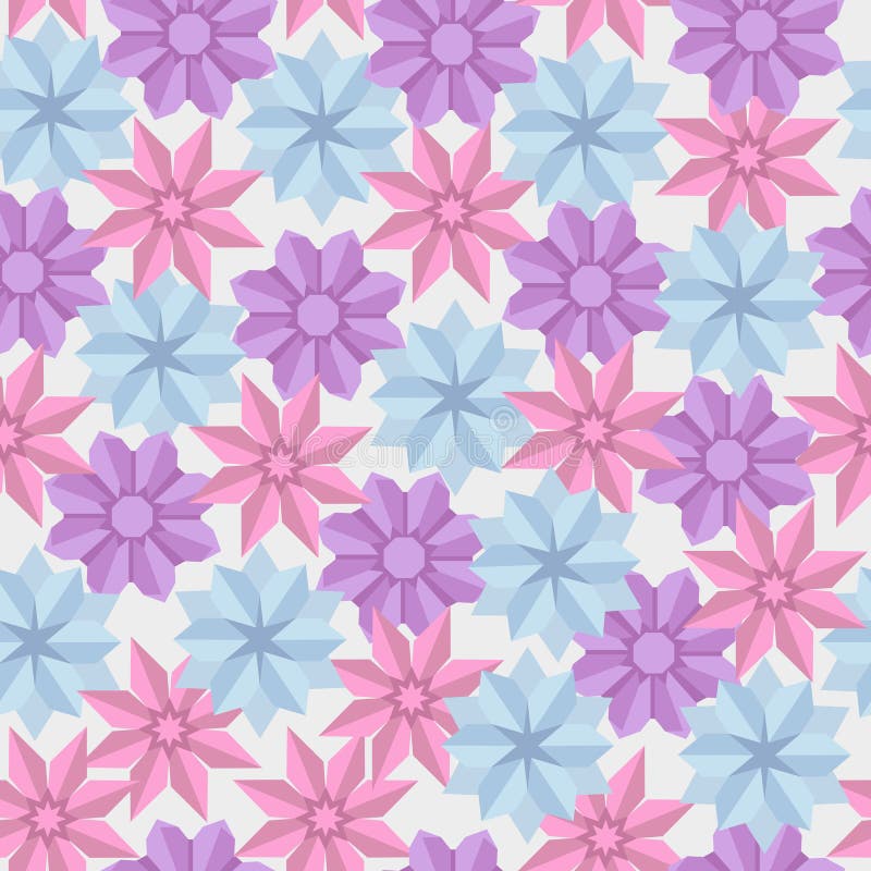Vector Seamless Pattern of Paper Origami Flowers Stock Vector ...