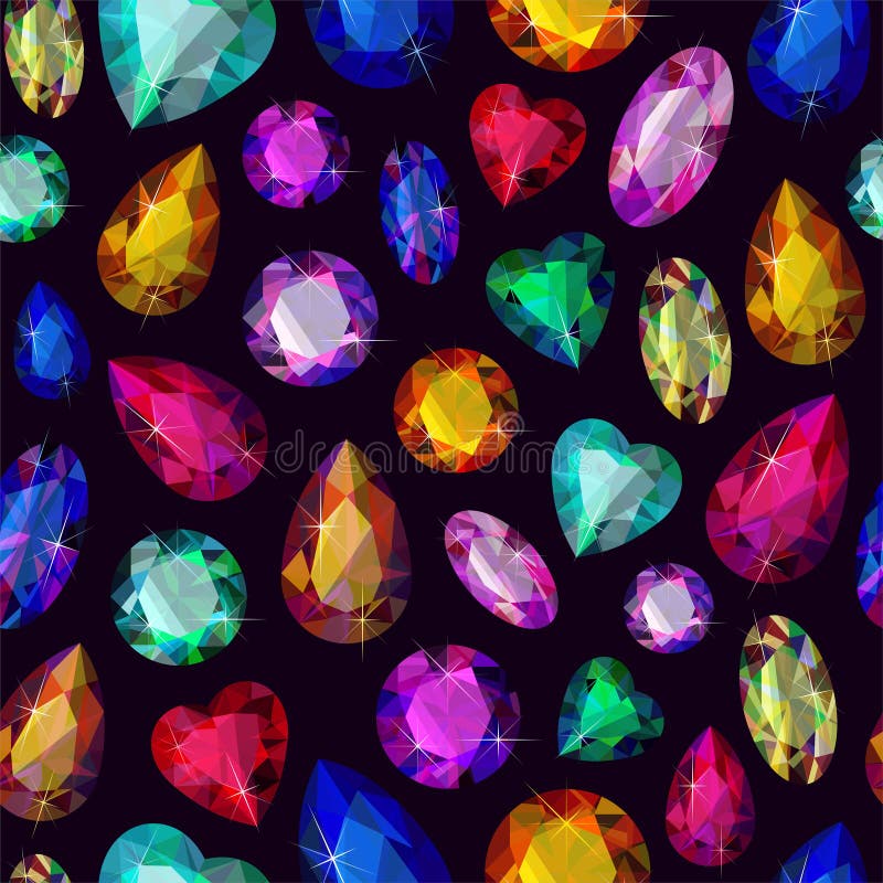 Vector Seamless Pattern with Pastel Gem Stones Stock Vector ...