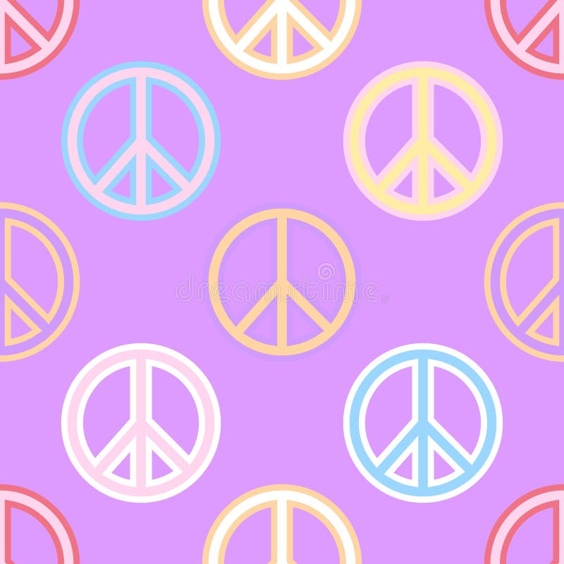 Vector Seamless Pattern Peace Sign Hippie Style for Textile Design ...