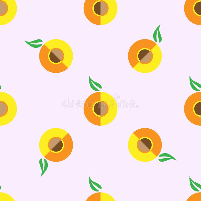 Vector Seamless Pattern with Peach or Apricots. Fresh Fruit Background ...