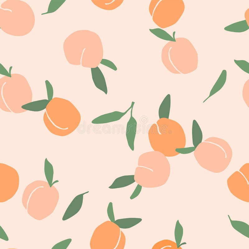 Vector Seamless Pattern with Peaches. Trendy Hand Drawn Textures Stock ...
