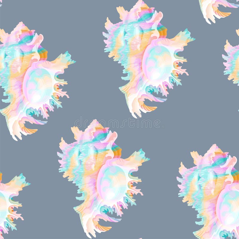 White and Pearly Shells Vector Seamless Pattern Stock Vector ...