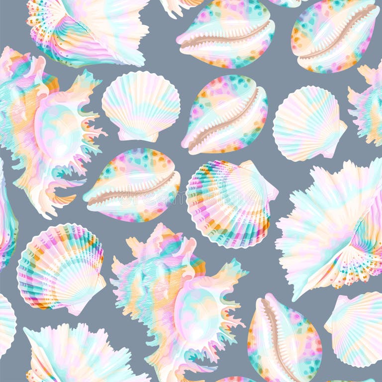 White and Pearly Shells Vector Seamless Pattern Stock Vector ...