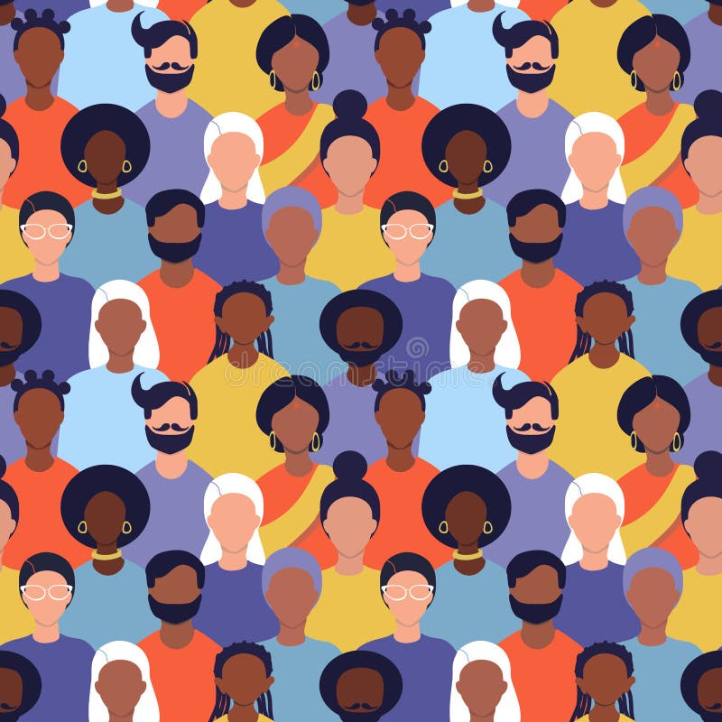 Vector Seamless Pattern with People of Different Races and ...