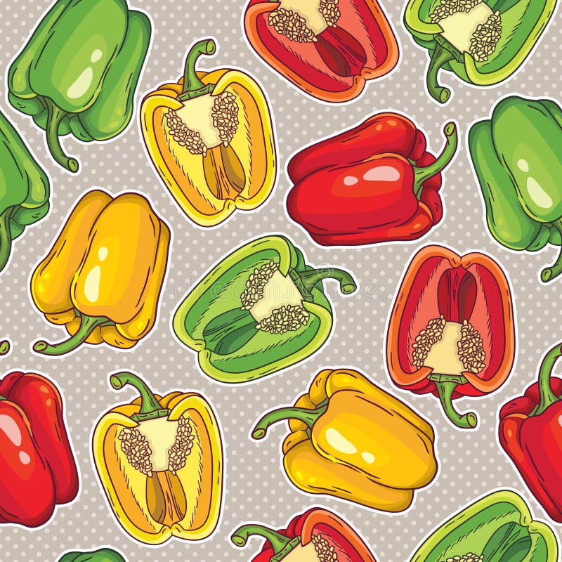 Vector Seamless Pattern with Peppers Stock Vector - Illustration of ...