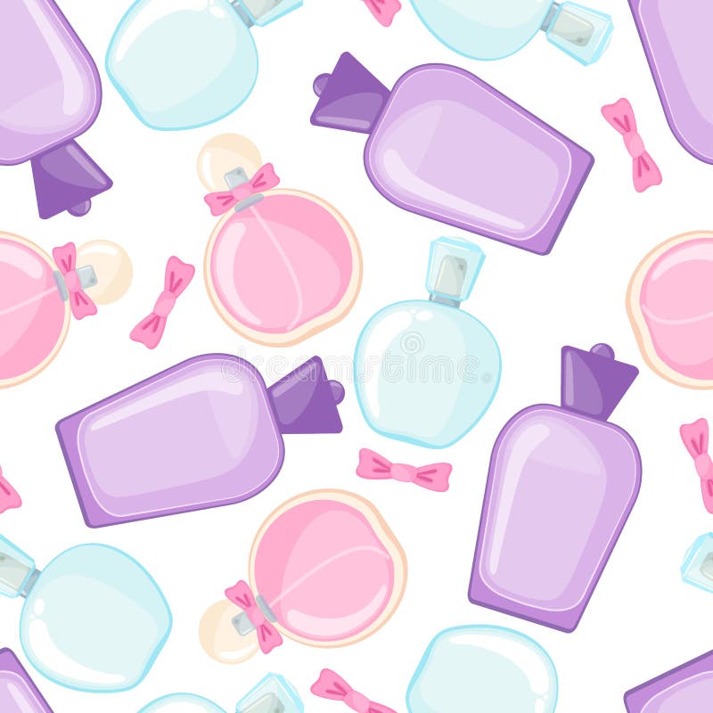 Vector Seamless Pattern with Perfume Bottle in Flat Style Isolated on ...