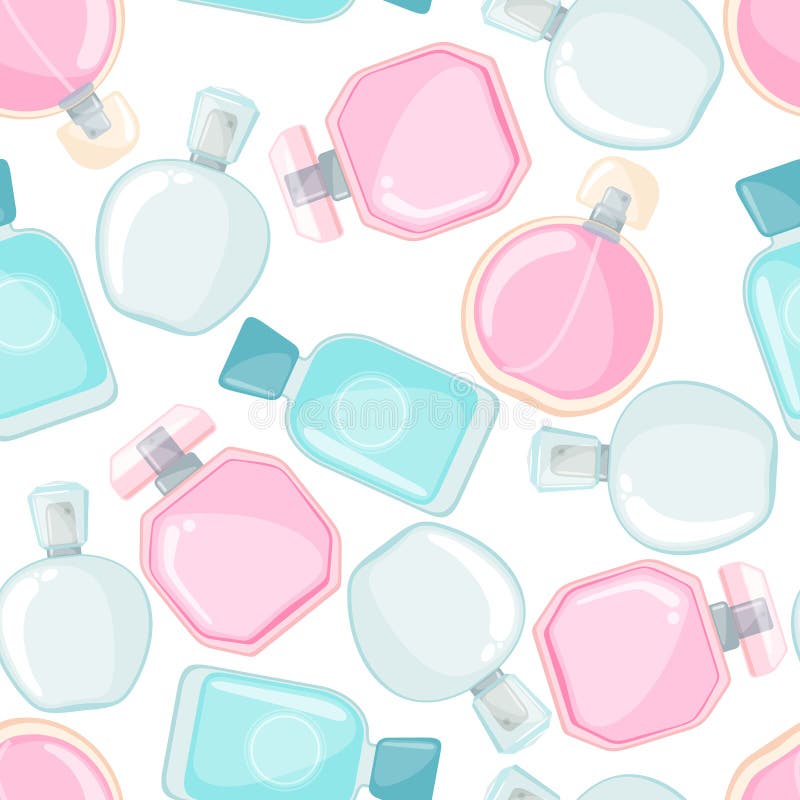 Vector Seamless Pattern with Perfume Bottle in Flat Style Isolated on ...