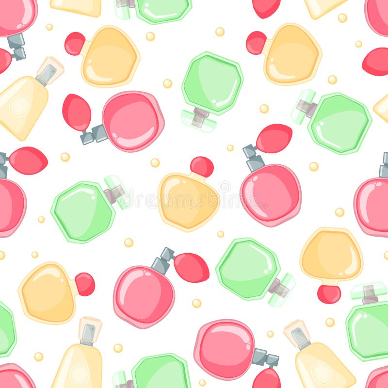 Vector Seamless Pattern with Perfume Bottle in Flat Style Isolated on ...
