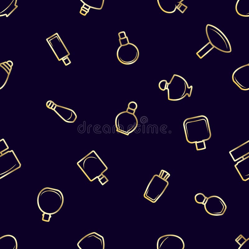 Vector Seamless Pattern of Perfume Bottles on a Blue Background Stock ...