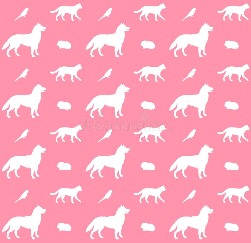 Vector Seamless Pattern of Pets Animals Silhouette Stock Illustration ...