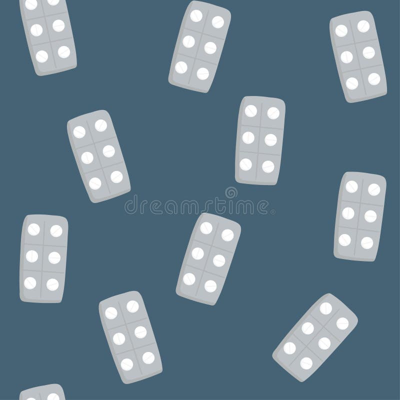 Vector Seamless Pattern with Pills Tablets in Line Style. Stock ...