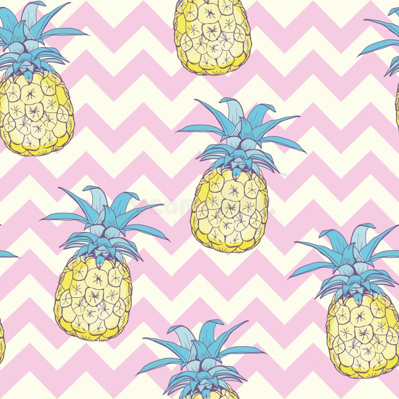 Vector Seamless Pattern with Pineapples Stock Vector - Illustration of ...