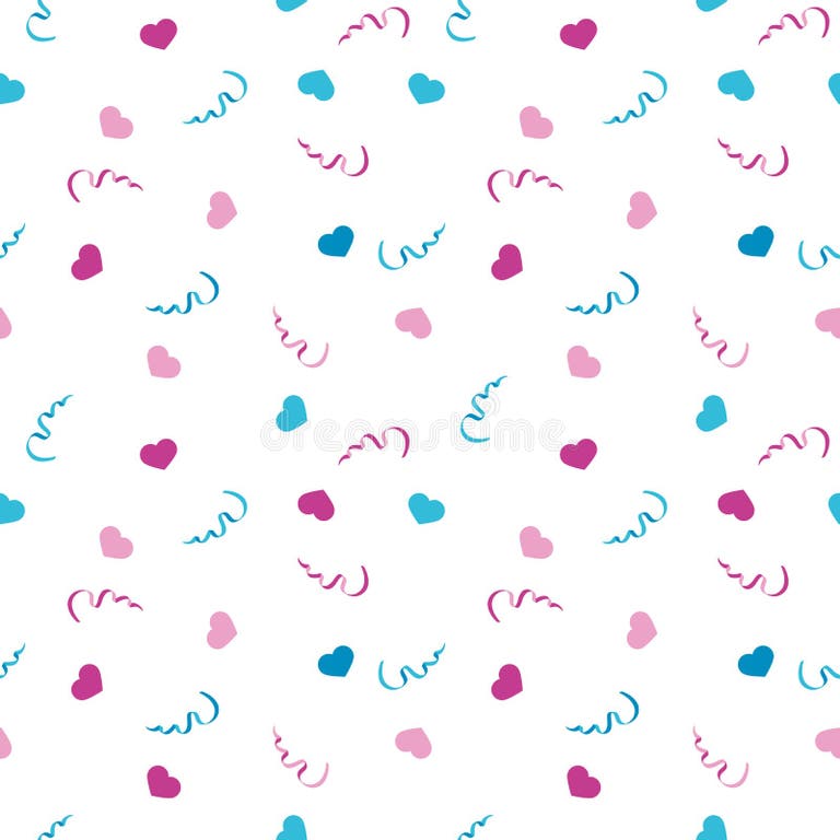 Seamless Pattern Pink and Blue Hearts Stock Illustration - Illustration ...