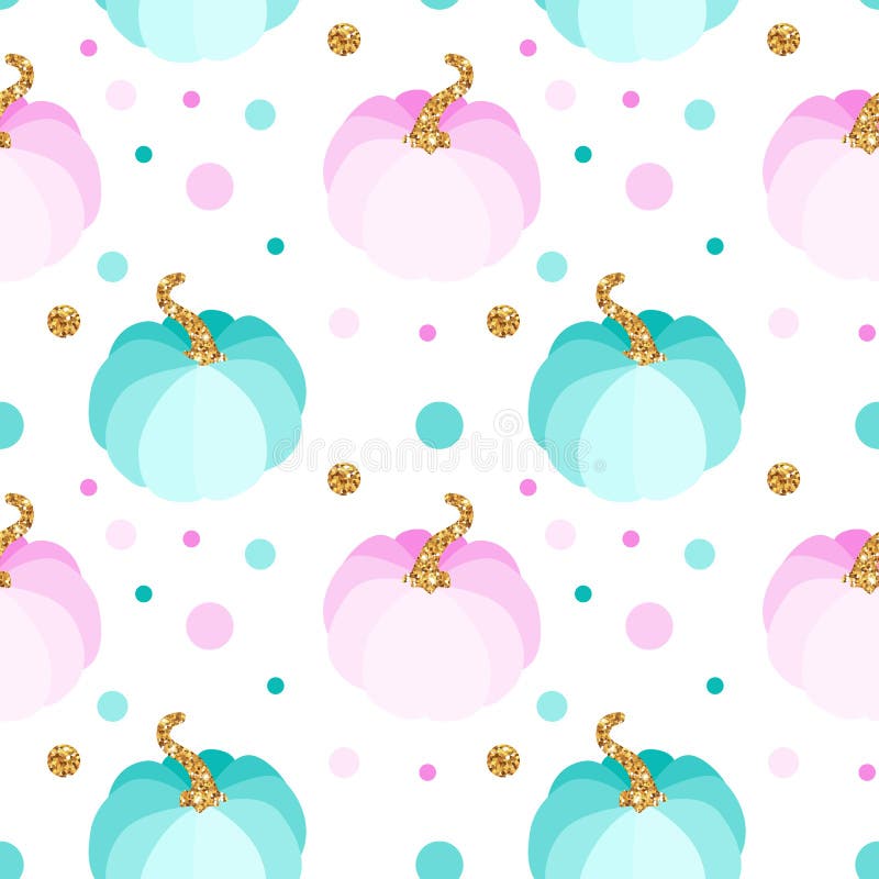 Vector Seamless Pattern with Pink and Blue Pumpkins Stock Vector ...