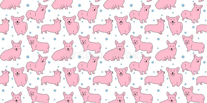 Vector Seamless Pattern with Pink Color Cute Dogs Stock Illustration ...