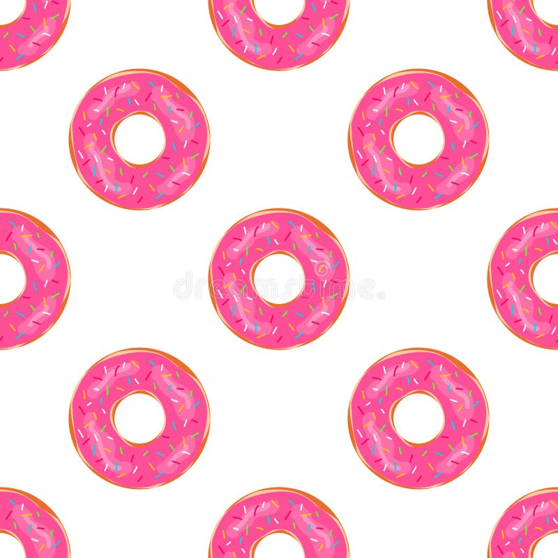 Vector Seamless Pattern with Pink Donuts Stock Illustration ...