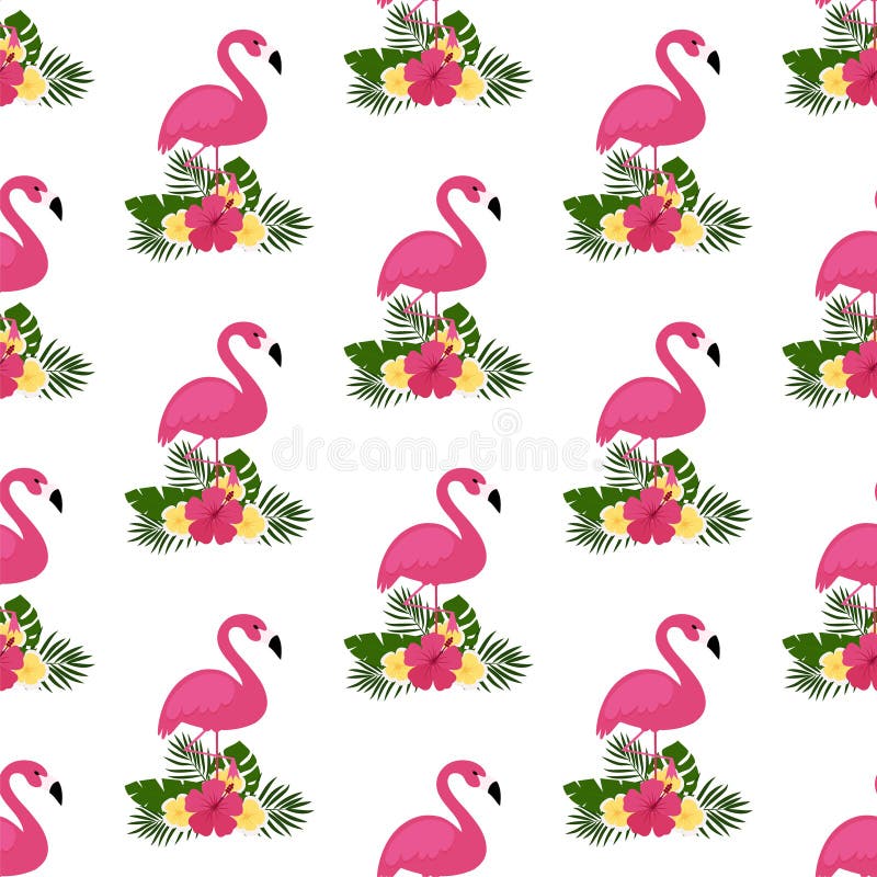 Vector Seamless Pattern with Pink Flamingos. Texture Design Stock ...