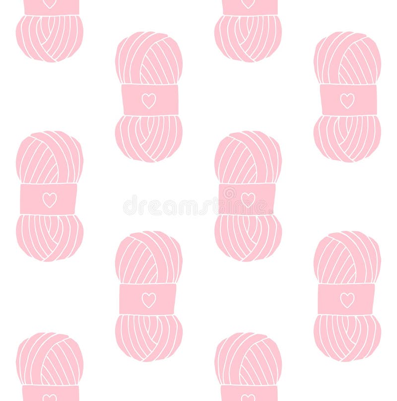 Vector Seamless Pattern of Pink Knitting Thread Stock Vector ...