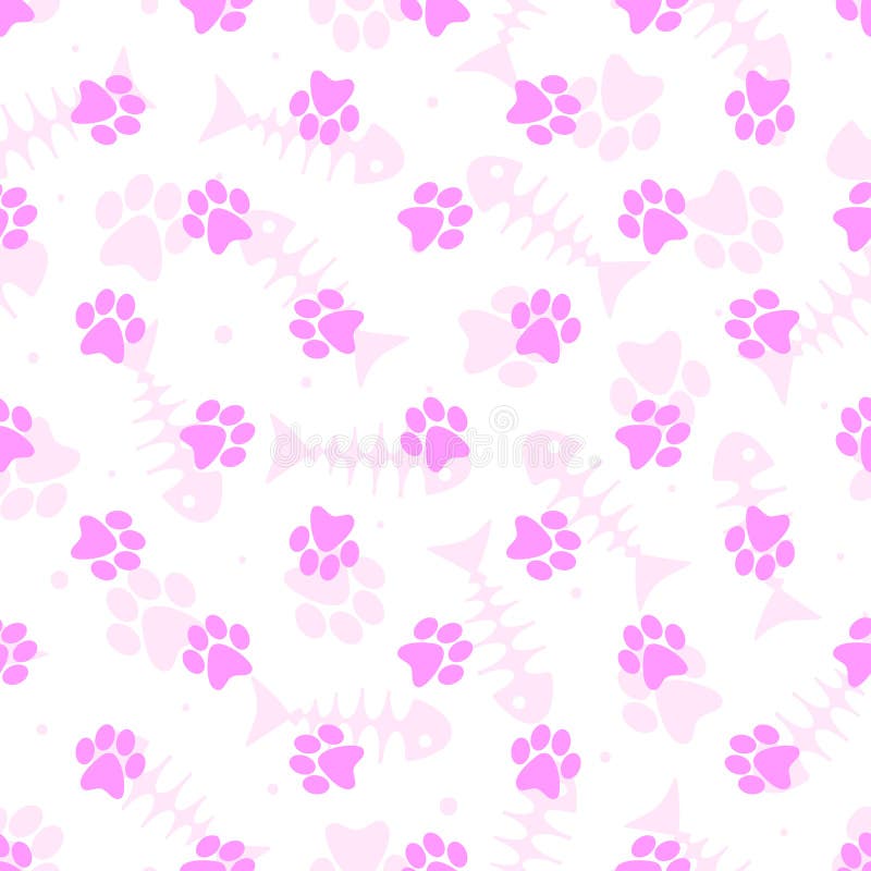 Vector Seamless Pattern with Pink Paw Prints. Stock Vector ...