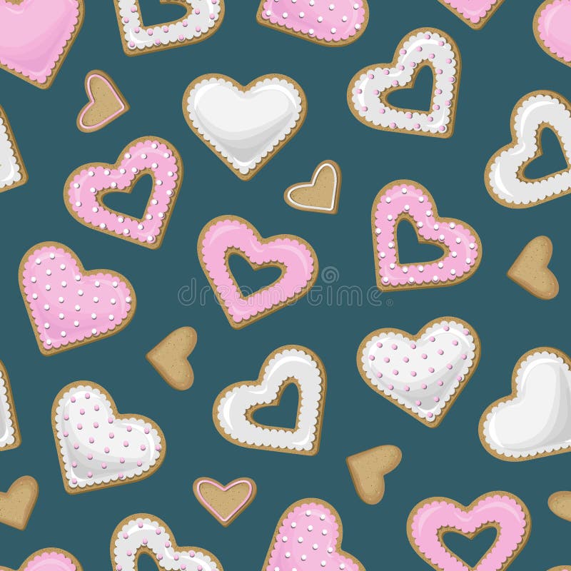 Vector Seamless Pattern of Pink and White Cookies in the Shape of ...