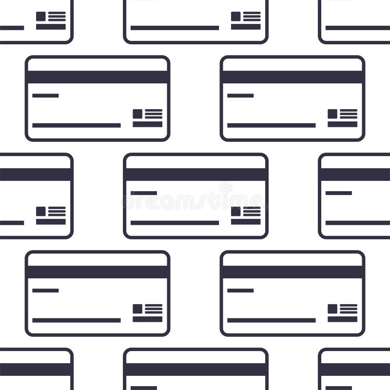 Vector Seamless Pattern of Plastic Bank Credit Cards. Black Simple ...