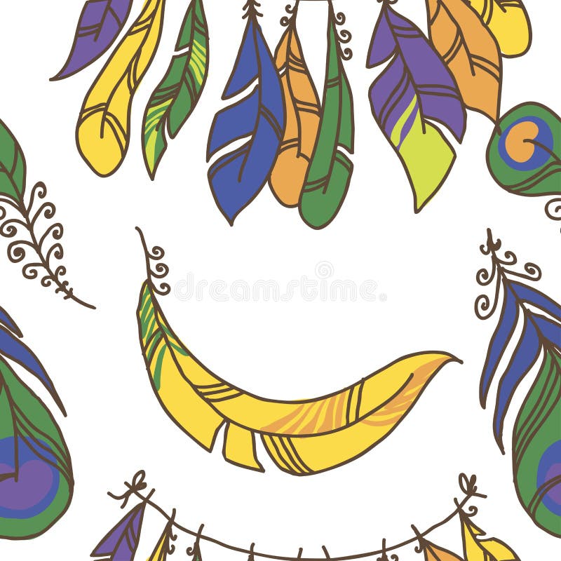 Vector Seamless Pattern of Plumage Stock Illustration - Illustration of ...