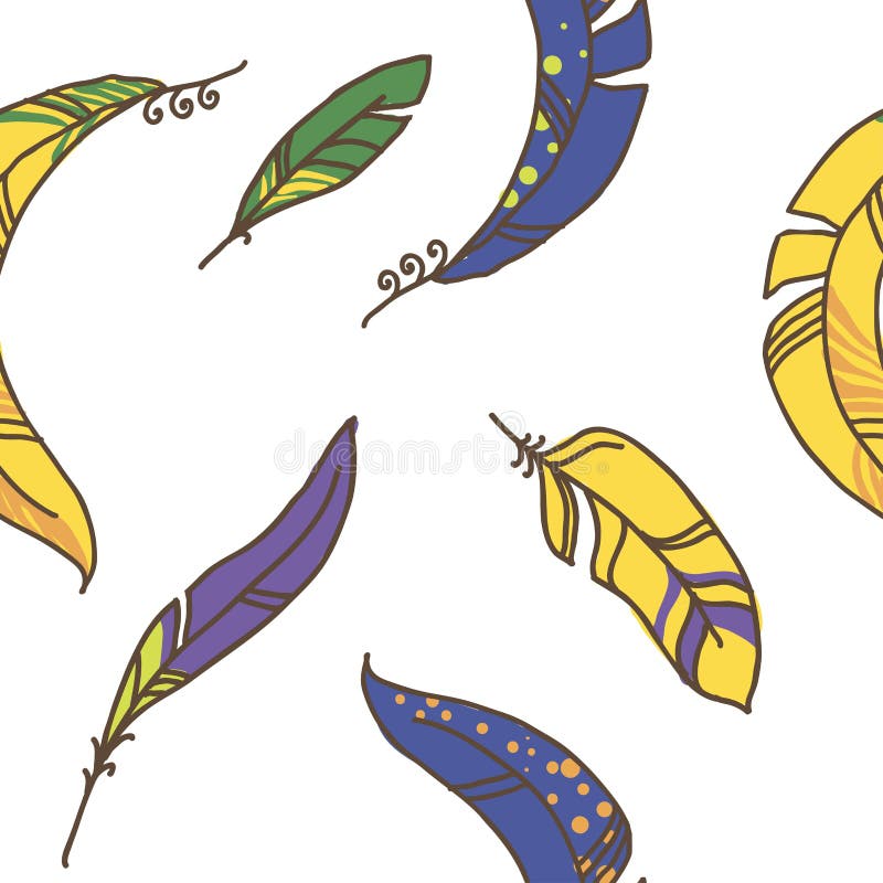 Vector Seamless Pattern of Plumage Stock Illustration - Illustration of ...
