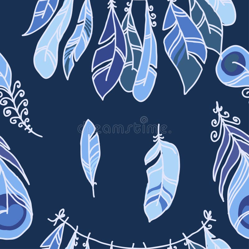 Vector Seamless Pattern of Plumage Stock Illustration - Illustration of ...