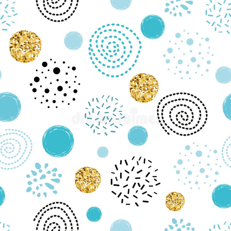 Vector Seamless Pattern Polka Dot Abstract Ornament Decorated Golden ...