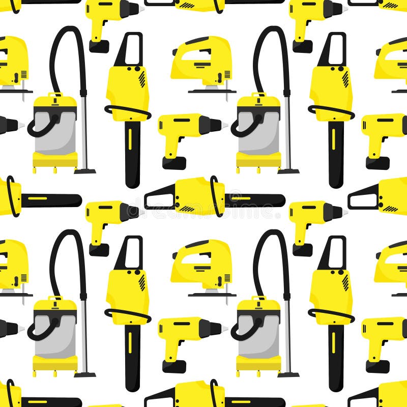 Vector Seamless Pattern of Power Tools. Stock Vector - Illustration of ...