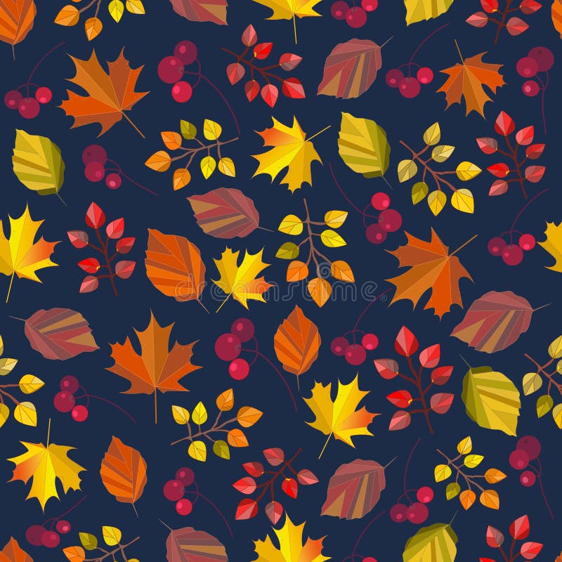 Vector Seamless Pattern,print,texture,background with Autumn Leaves and ...