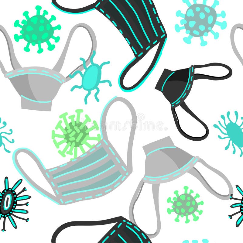Vector Seamless Pattern with Protective Equipment. Masks, Respirator ...