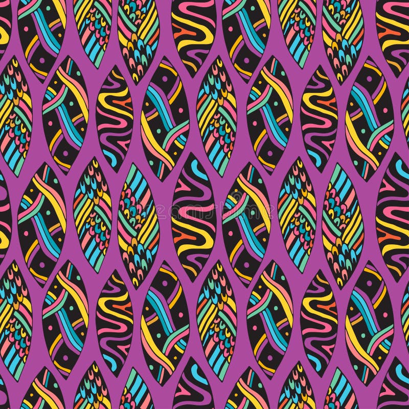 Vector Seamless Pattern. Purple Modern Ornament. Geometrical Abstract ...