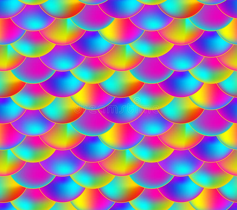 Vector Seamless Pattern, Rainbow Colored Scale, Colorful Endless ...