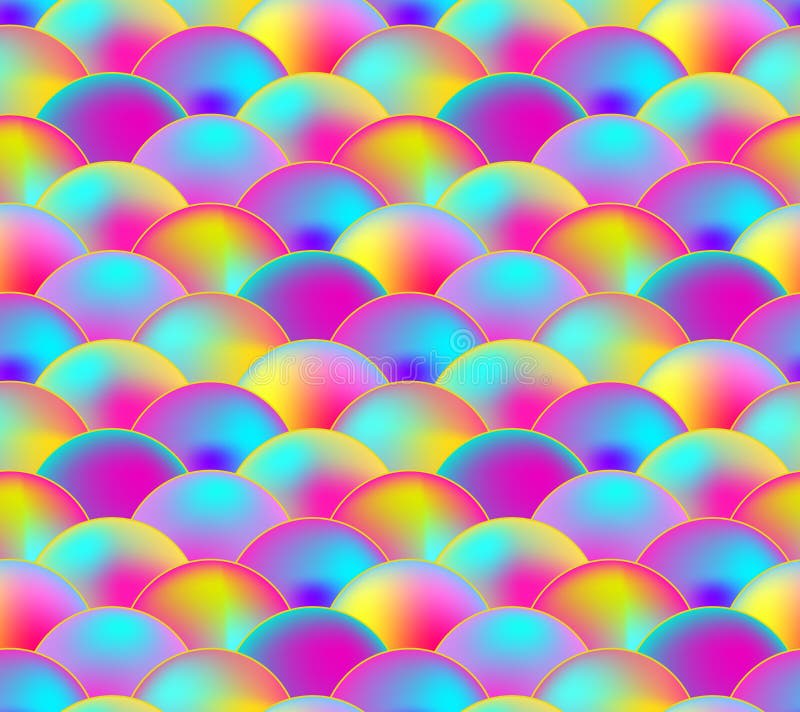 Fish Scales Seamless Pattern. Mermaid Tail Texture In Spectrum Colors ...