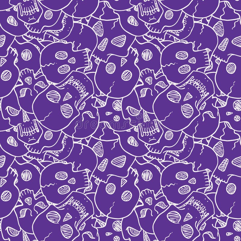 Vector Seamless Pattern with Random Skulls. Stock Vector - Illustration ...
