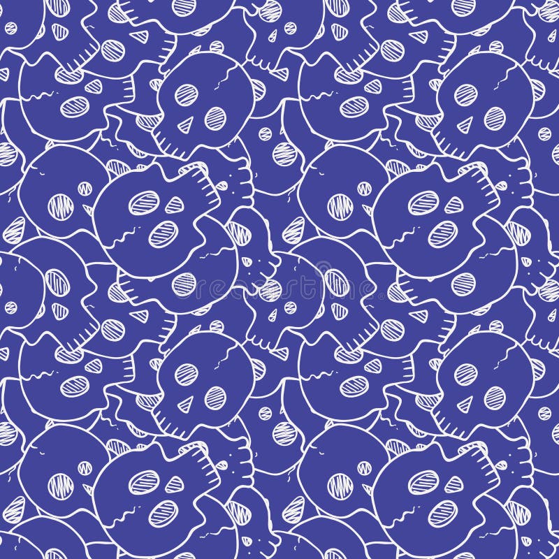 Vector Seamless Pattern with Random Skulls. Stock Vector - Illustration ...