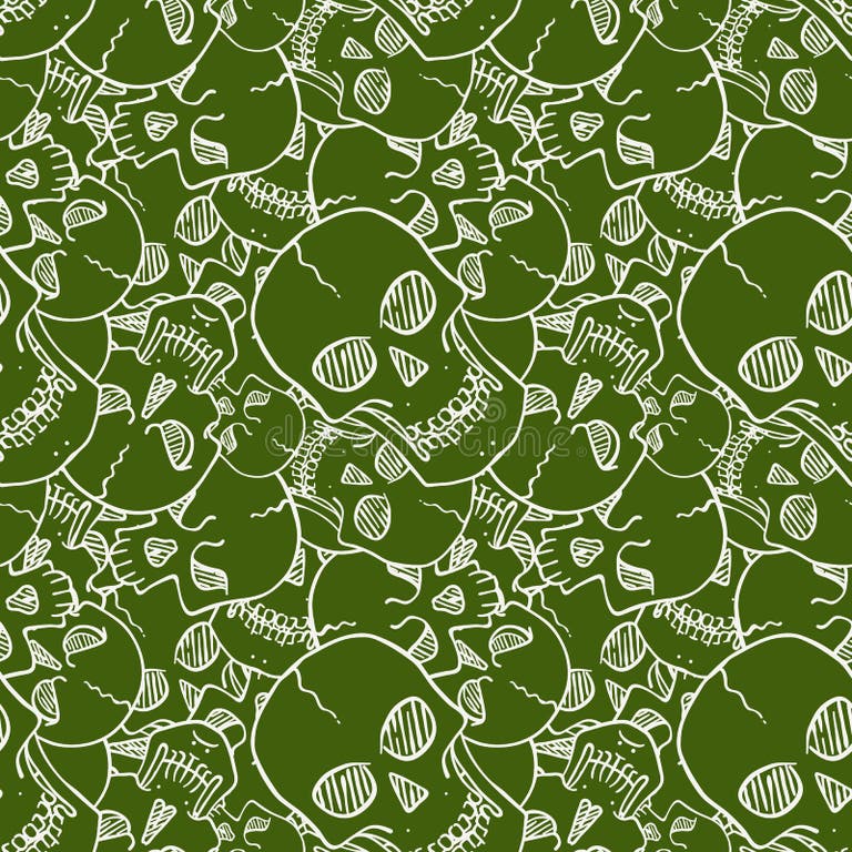 Vector Seamless Pattern with Random Skulls. Stock Vector - Illustration ...