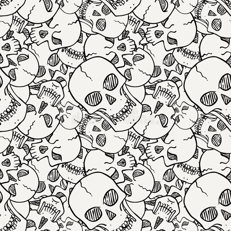 Vector Seamless Pattern with Random Skulls. Stock Vector - Illustration ...