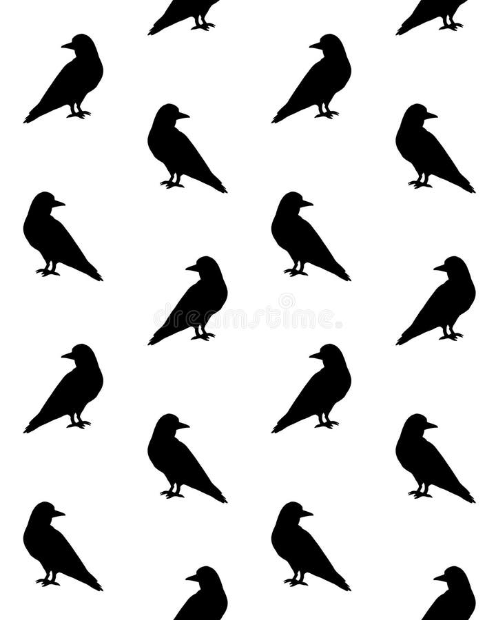 Vector Seamless Pattern of Raven Silhouette Stock Illustration ...