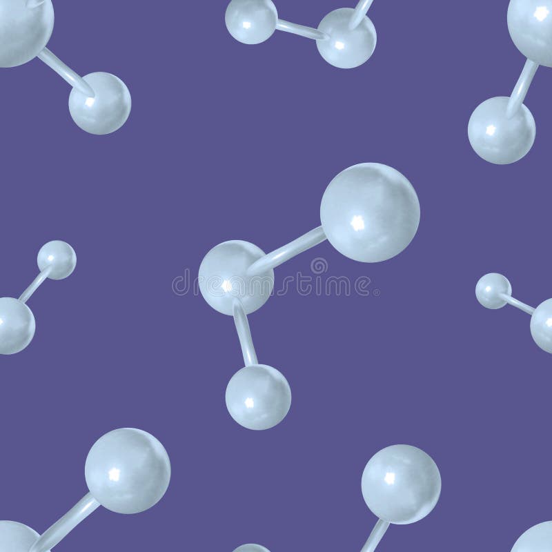 Vector Seamless Pattern, Realistic 3D Atoms, Blue Color Background ...