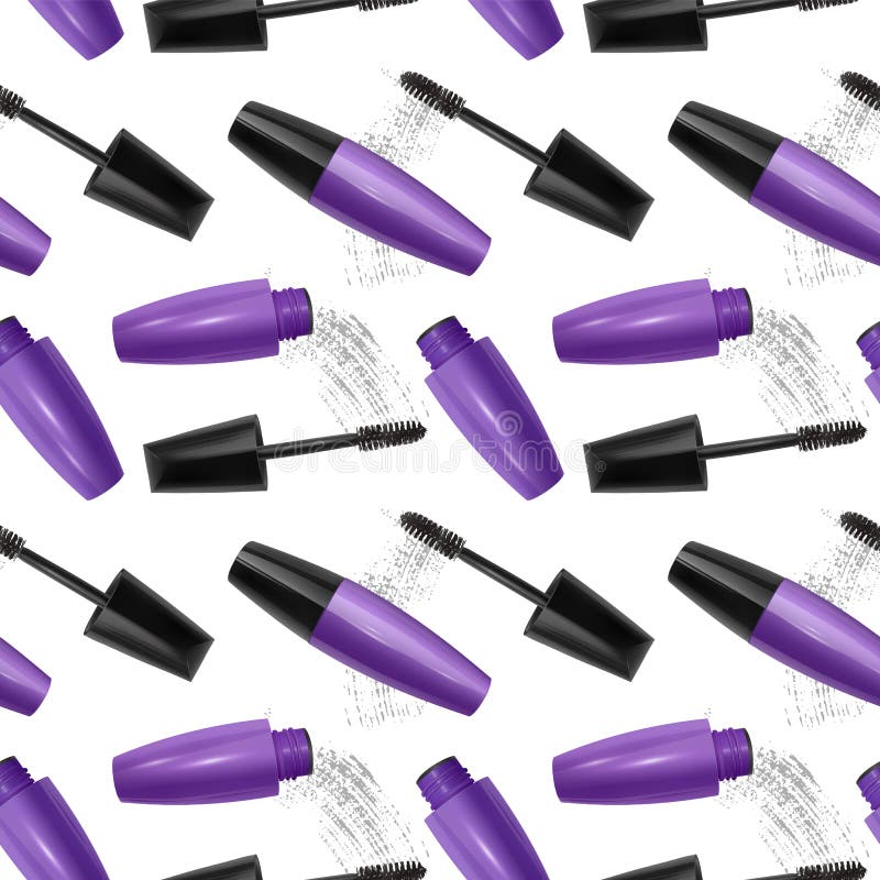 Vector Seamless Pattern with Realistic 3d Mascara, Brush and Mascara ...