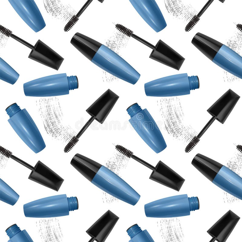 Vector Seamless Pattern with Realistic 3d Mascara, Brush and Mascara ...