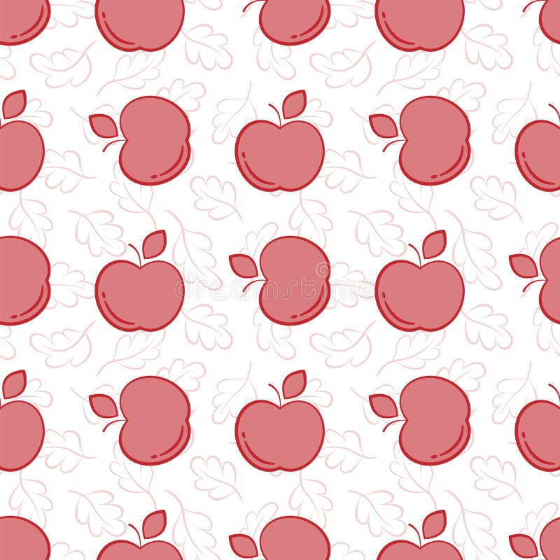 Vector Seamless Pattern With Red Apples Stock Vector Illustration Of