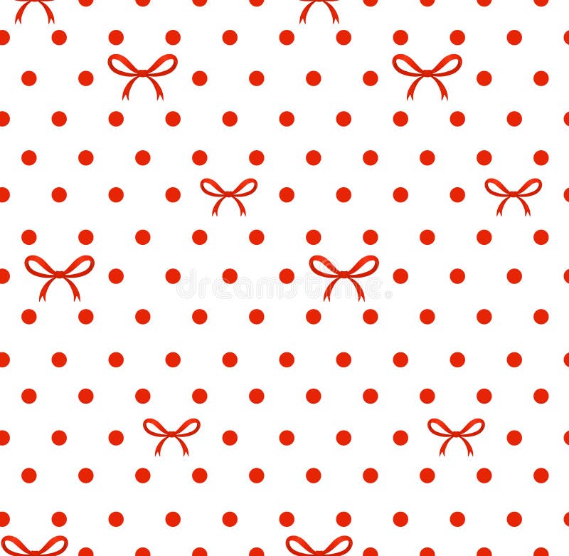 Vector Seamless Pattern of Red Bows with Dots on White Stock Vector ...