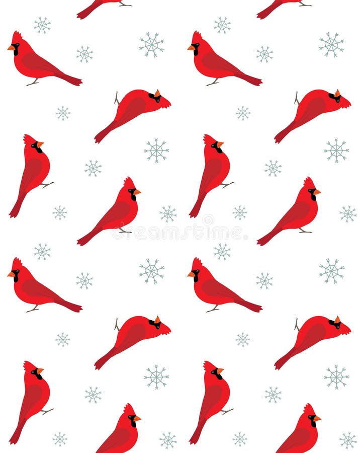 Vector Seamless Pattern of Red Cardinal Bird Stock Vector ...