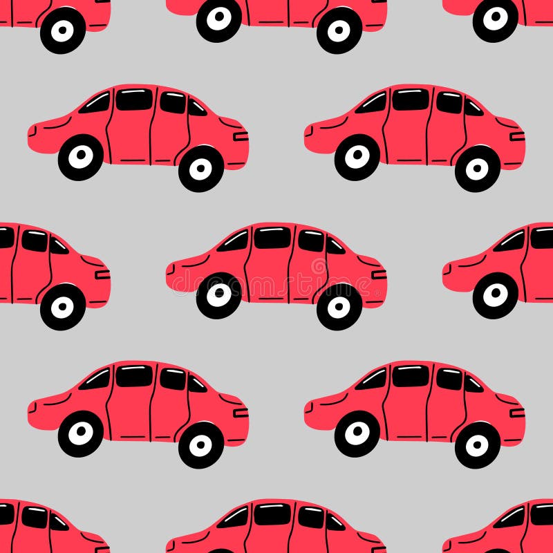 Vector Seamless Pattern with Red Cars . Pattern for Fabric, Wallpaper ...