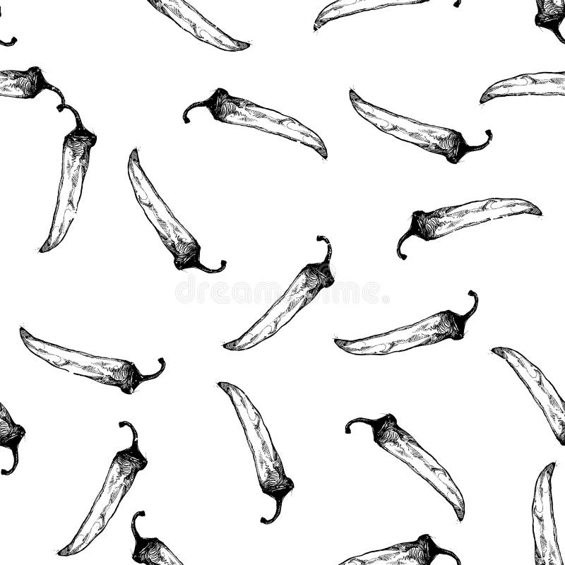 Vector Seamless Pattern of a Red Chilli Peppers Stock Vector ...