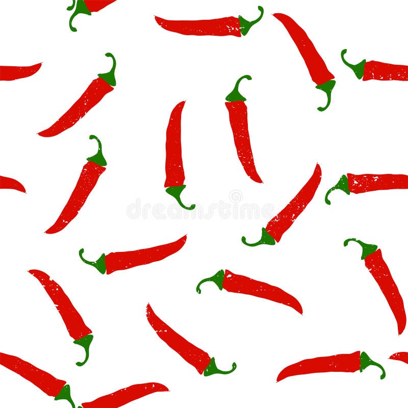 Vector Seamless Pattern of a Red Chilli Peppers Stock Vector ...