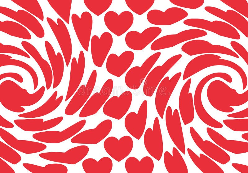Vector Seamless Pattern with Red Dynamic Hearts. Abstract Psychedelic ...